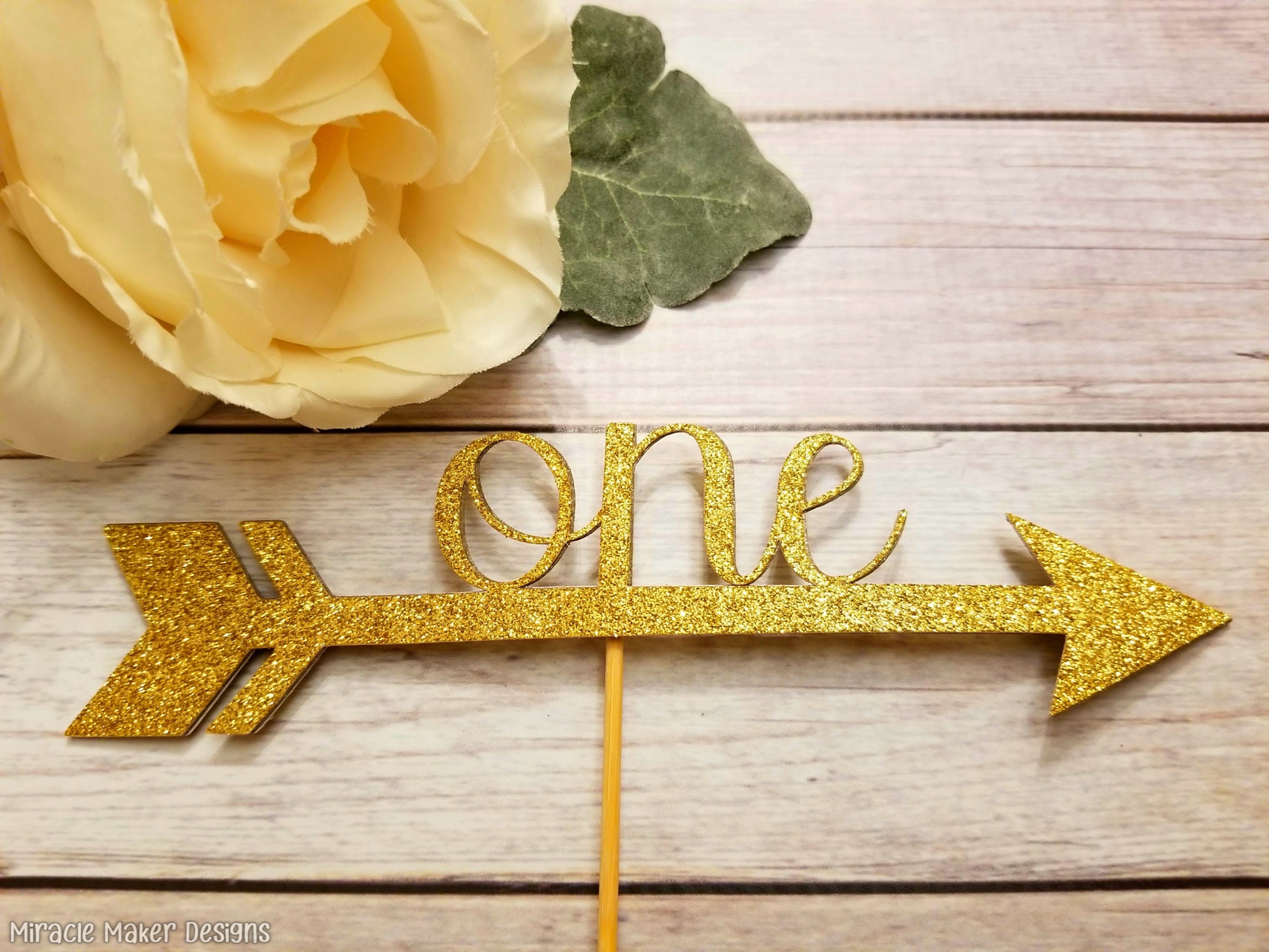 One Cake Topper, Gold Glitter Cake Topper, First Birthday Cake Topper ...