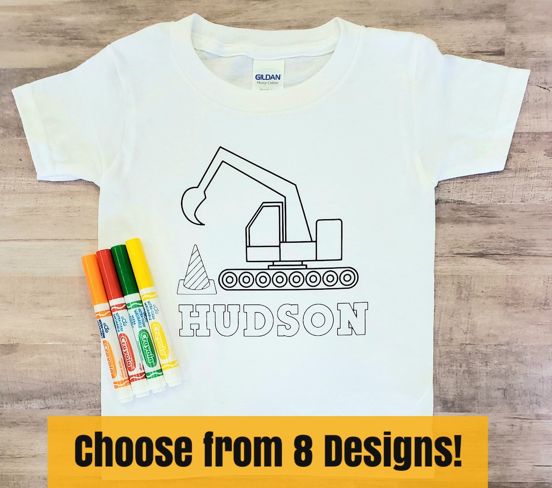 Personalized Coloring Shirt for Kids, 8 Design Choices, Kids Crafts ...