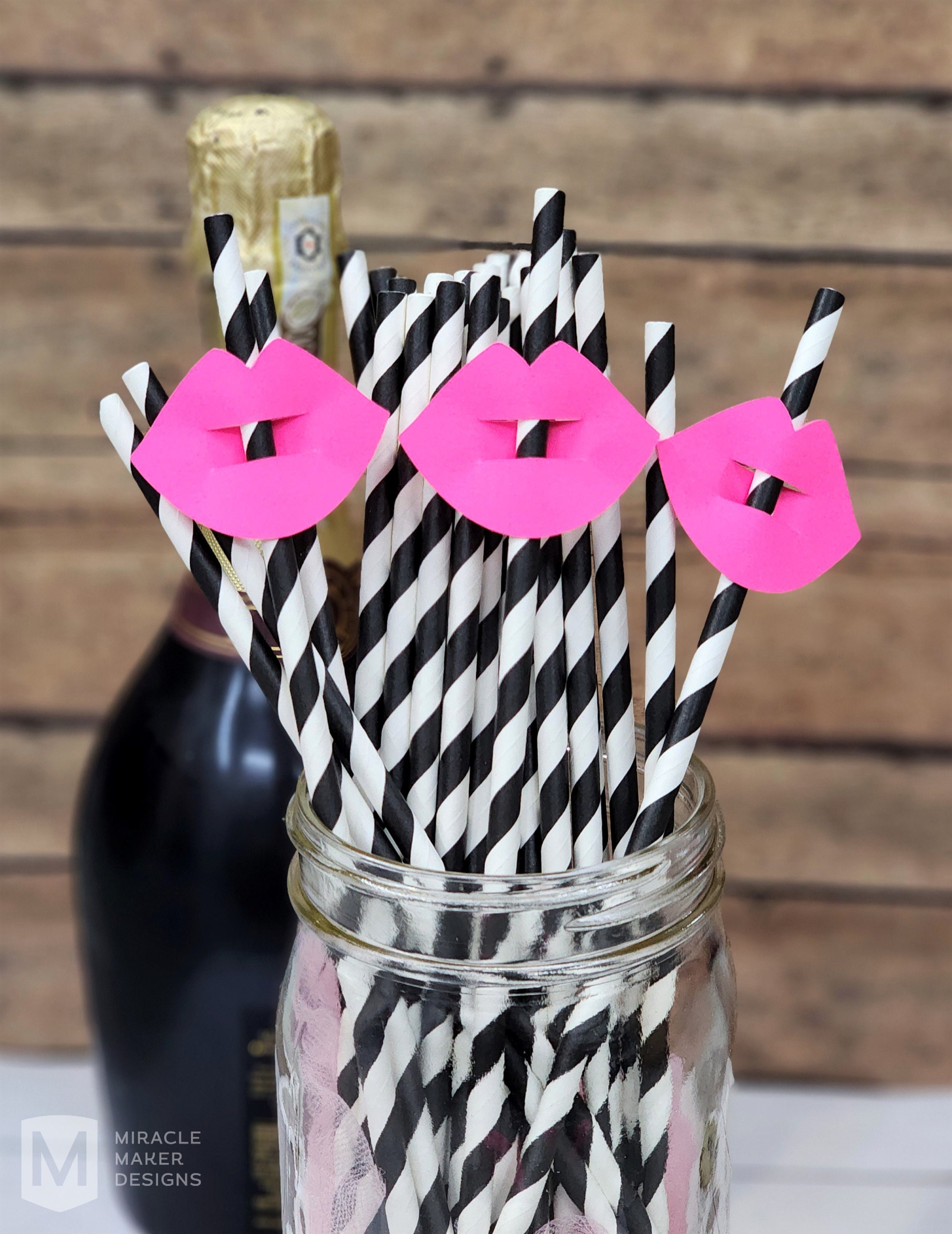 Lips Party Straws Kisses Straw Toppers Hot Pink Lips Paper - Etsy