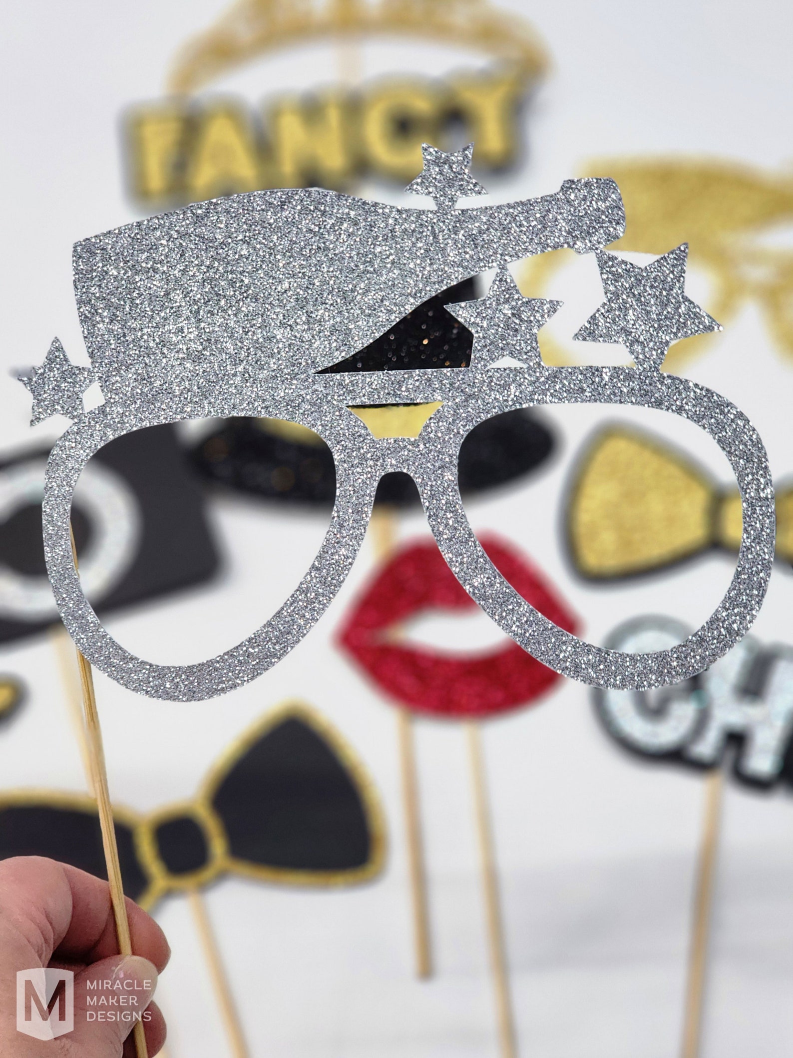 Fancy Photo Booth Props, Fully Assembled, Set of 12, Glitter Photobooth ...