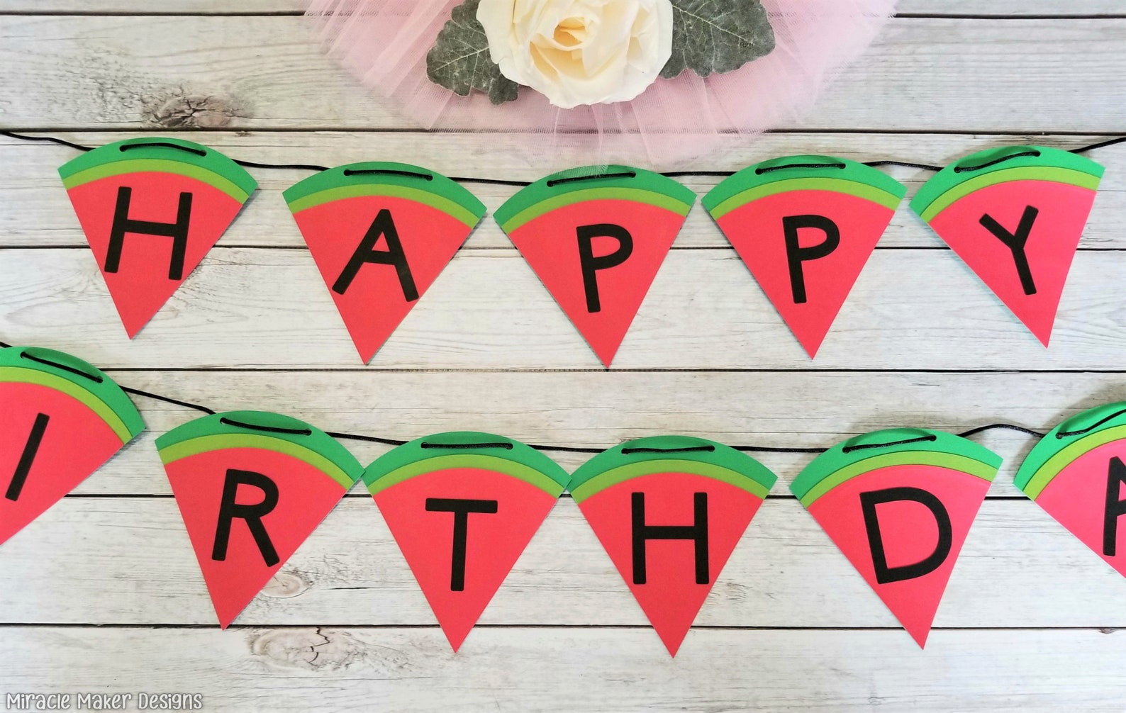 One in A Melon Happy Birthday Banner, Watermelon Birthday Banner, One ...