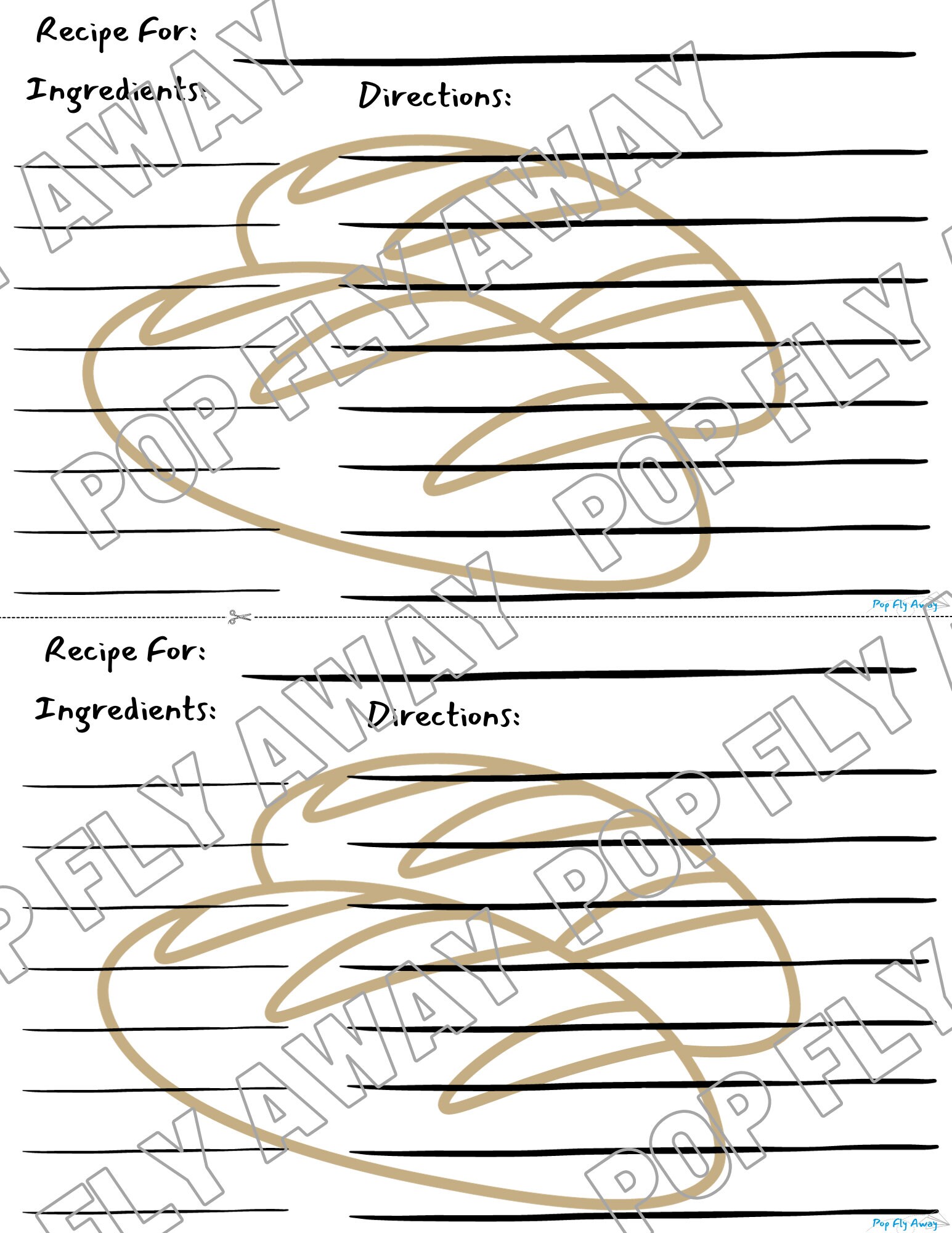 5.5x8.5 Printable Recipe Cards | Paper Airplanes | Clouds | Flowers ...