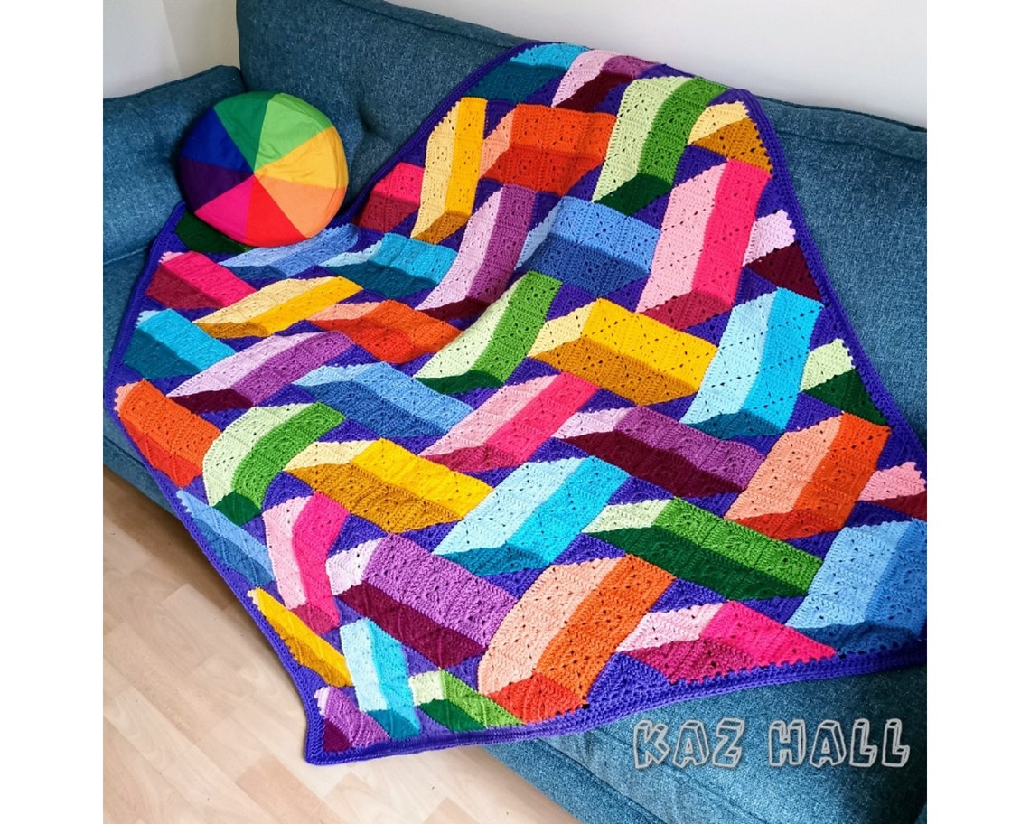 Rainbow Bricks Blanket Crochet Pattern - Instant Digital Download PDF ...