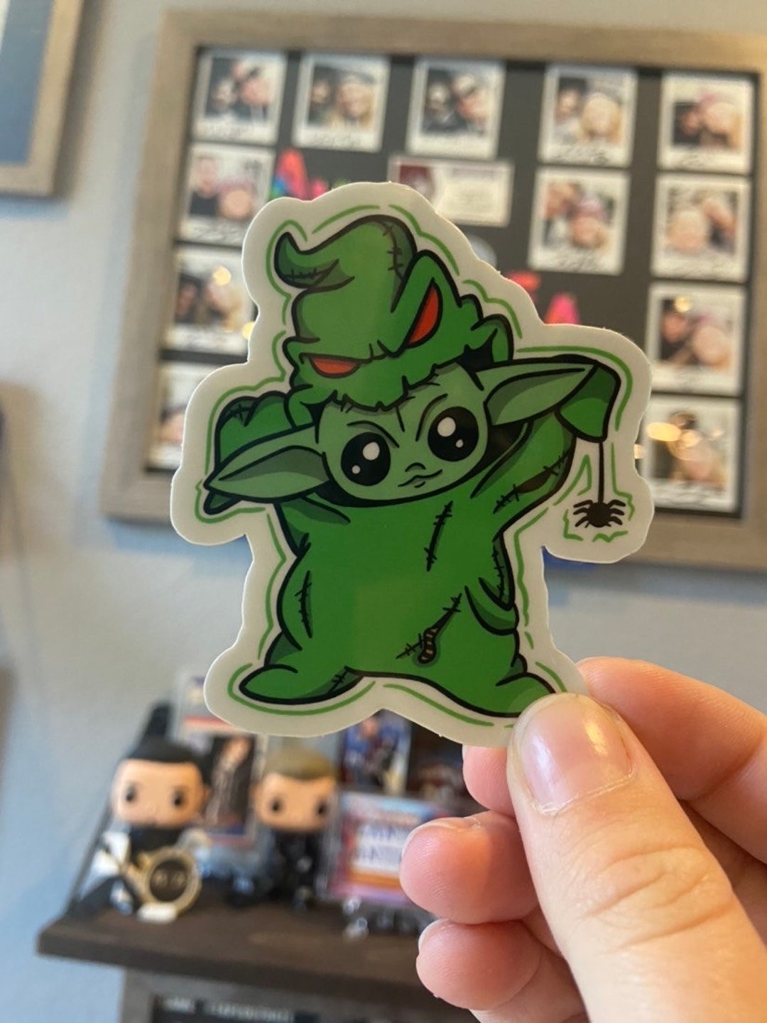 Glow in the Dark Baby Yoda Oogie Boogie Sticker, Nightmare Before ...