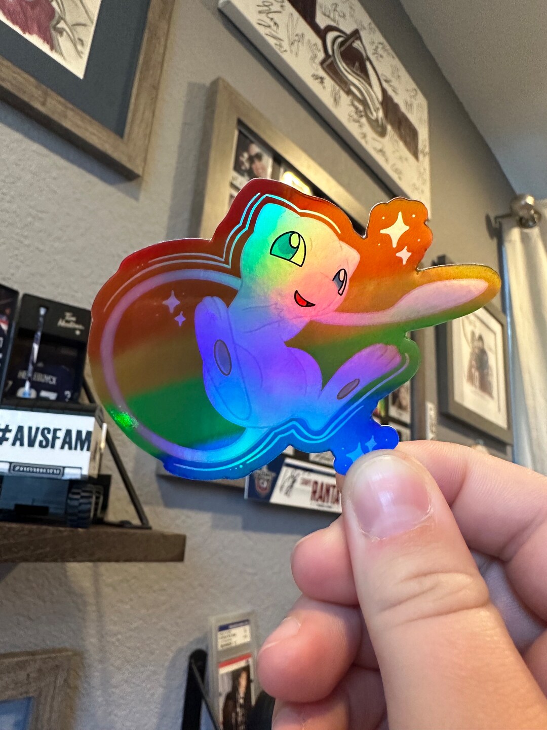 Mew Mew, Pocket Monster Inspired Sticker, Pokémon Sticker, Holographic ...