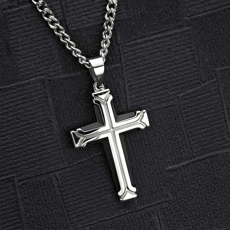 Silver Cross Pendent Man - Etsy UK