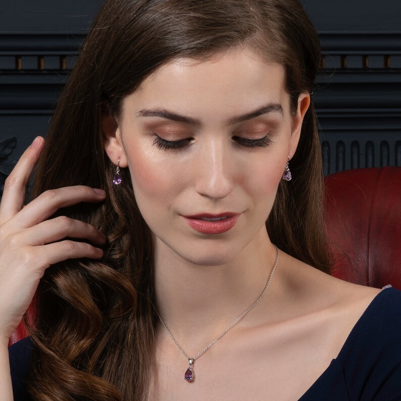 Sterling Silver Amethyst Necklace for Women, Natural Amethyst Pendant ...