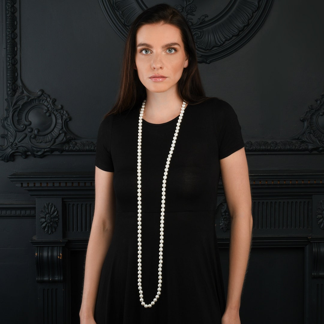Extra Long Pearl Necklace for Women, 55-inch Long Pearl Necklace for ...