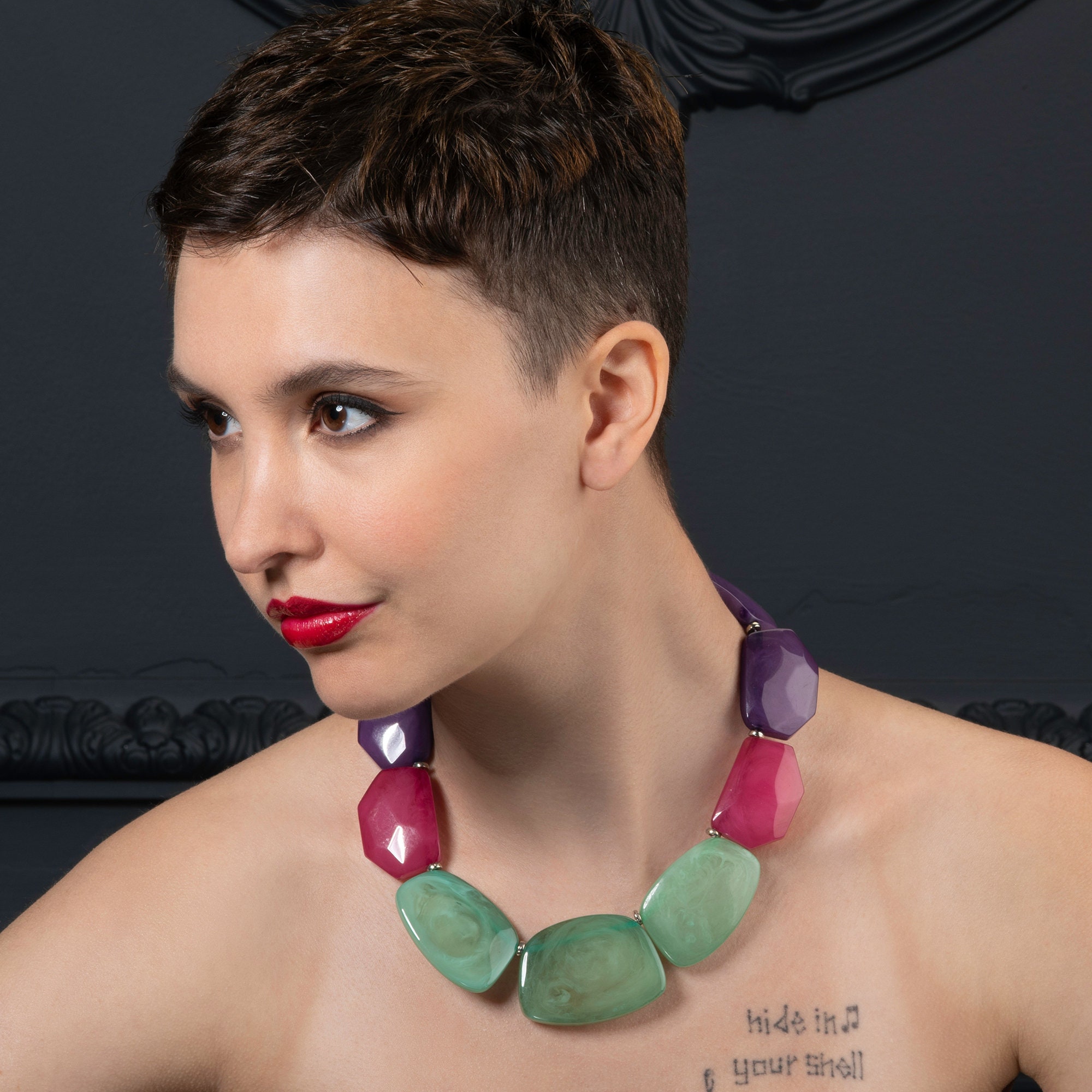 Colourful Statement Necklace for Women, Handmade Boho Chic Chunky ...