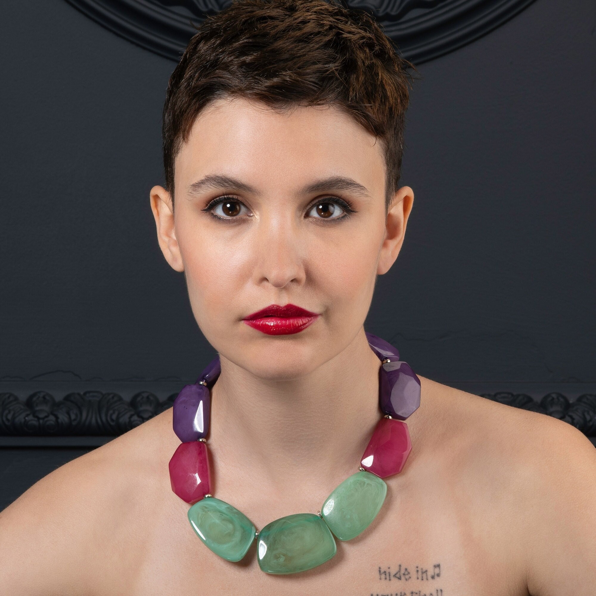 Colourful Statement Necklace for Women, Handmade Boho Chic Chunky ...
