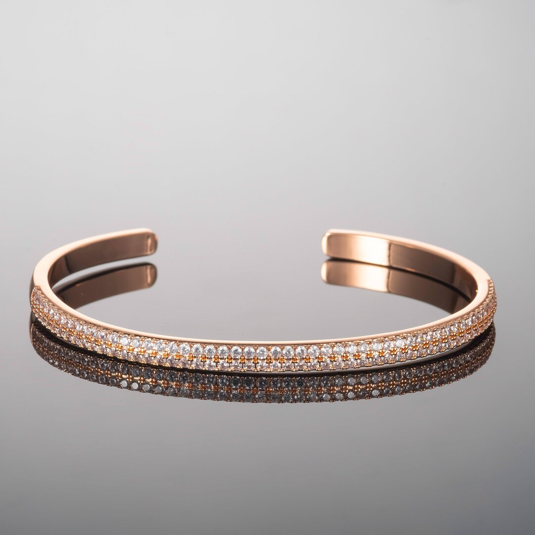Rose Gold Bangle Bracelet for Women With Cubic Zirconia Stones ...