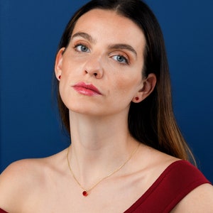 Red and Gold Pendant Necklace in Gold Plated 925 Sterling Silver ...