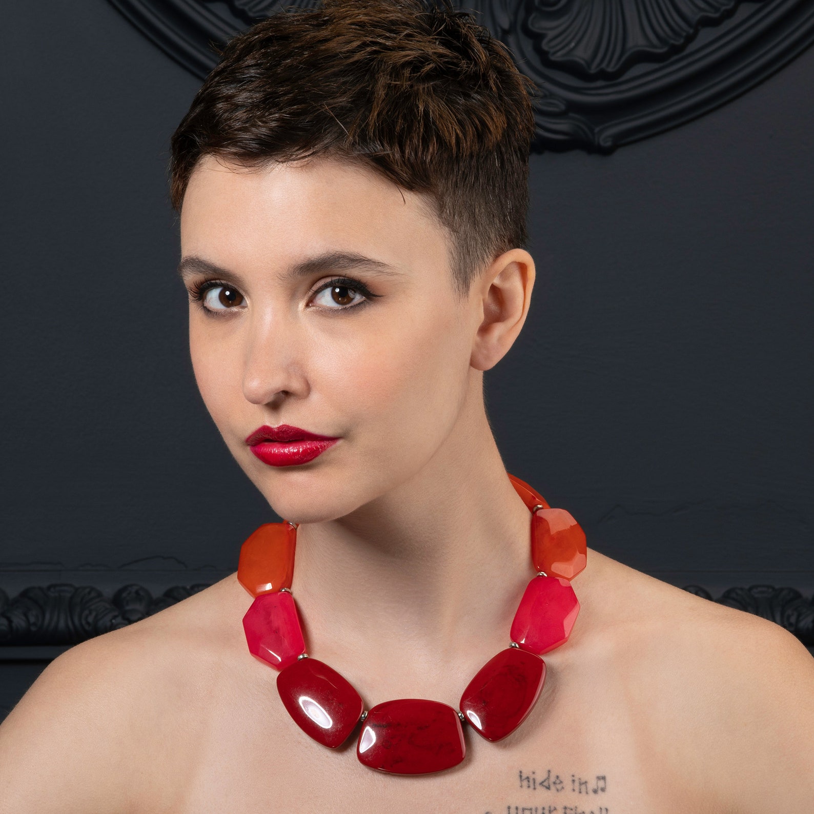 Red Statement Necklace for Women, Handmade Boho Chic Chunky Necklace ...