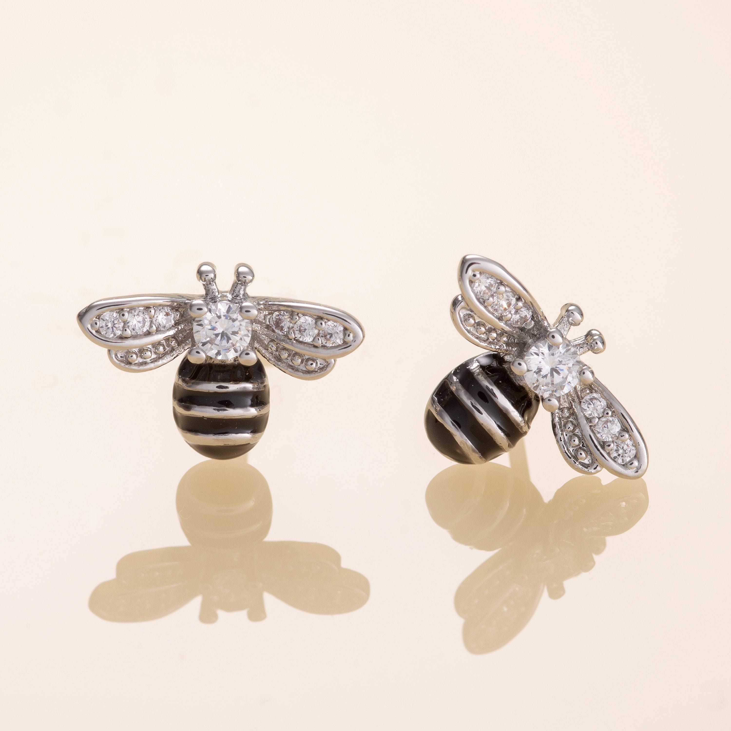 Silver Bumble Bee Earrings for Women, Honey Bee Stud Earrings for Women ...