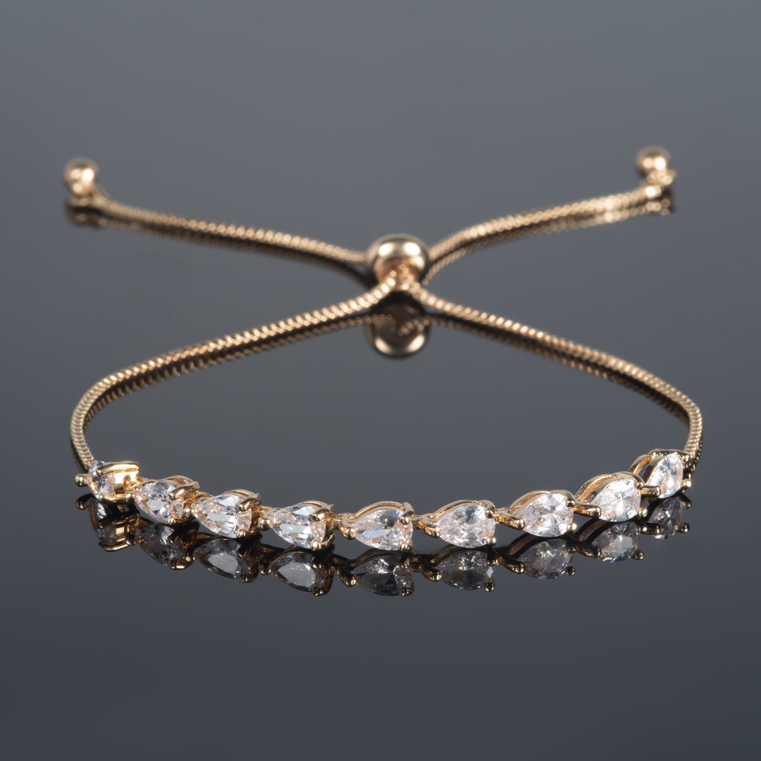 Gold Bracelet for Women and Teen Girls, Dainty Gold Slider Bracelet ...