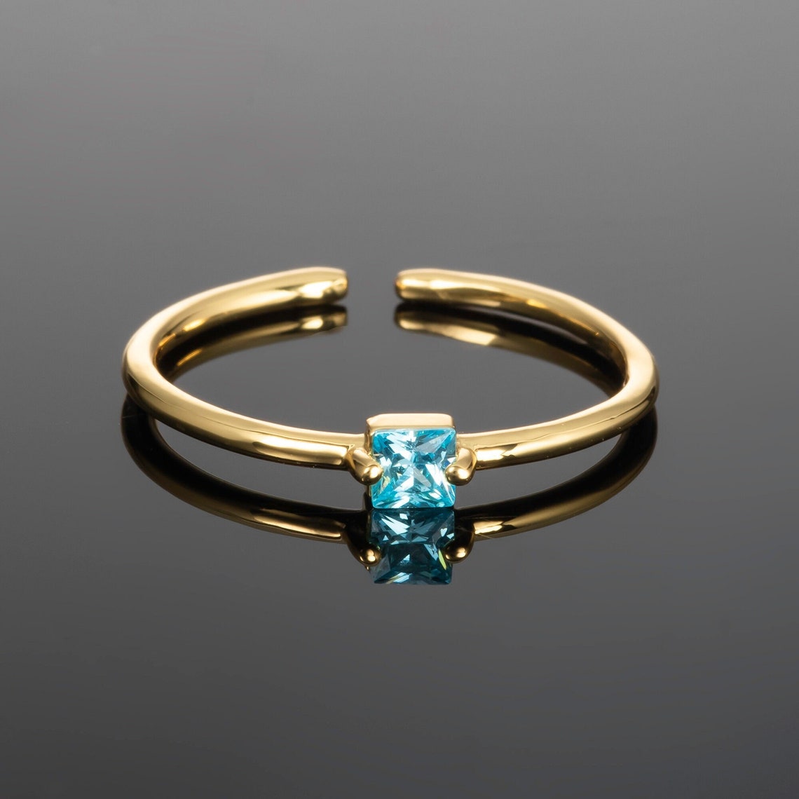 Light Blue Ring in Gold for Women Adjustable Open Rings for - Etsy UK