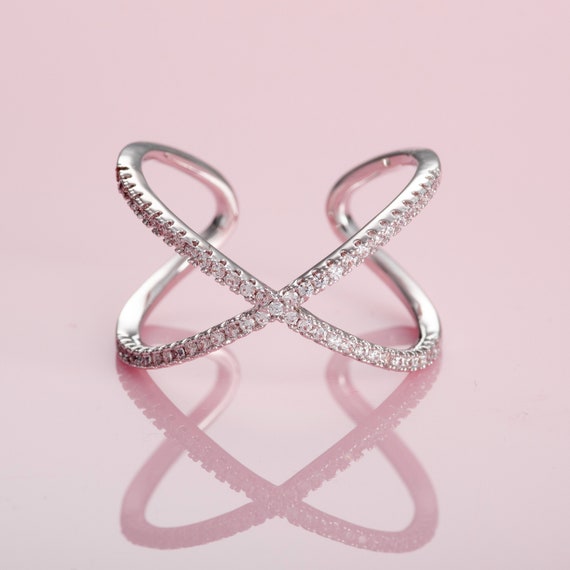 Large Cross Ring for Women with Cubic Zirconia Stones | Etsy