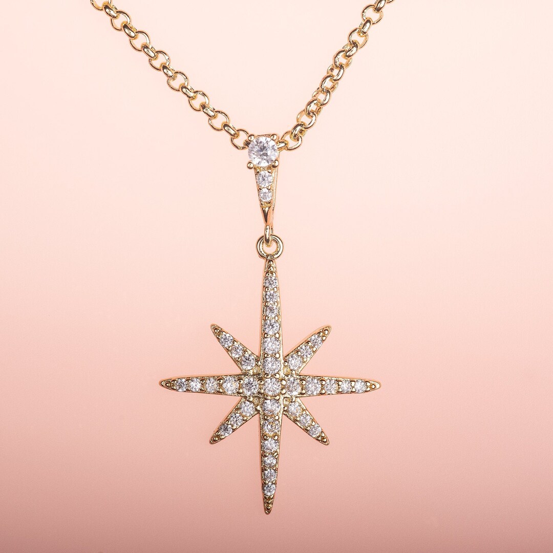 Gold Star Pendant Necklace for Women Gold Plated North Star - Etsy