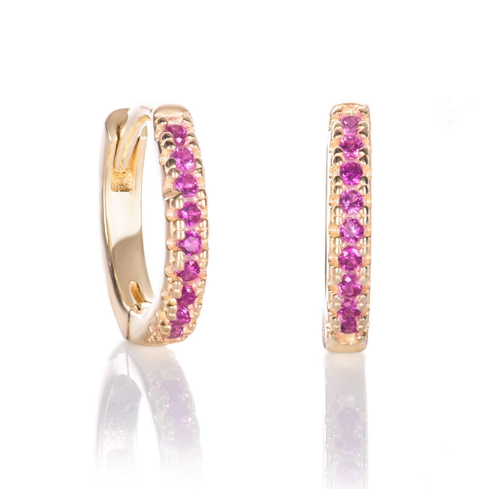 Small Pink Gold Hoop Earrings for Women and Teen Girls Dainty - Etsy