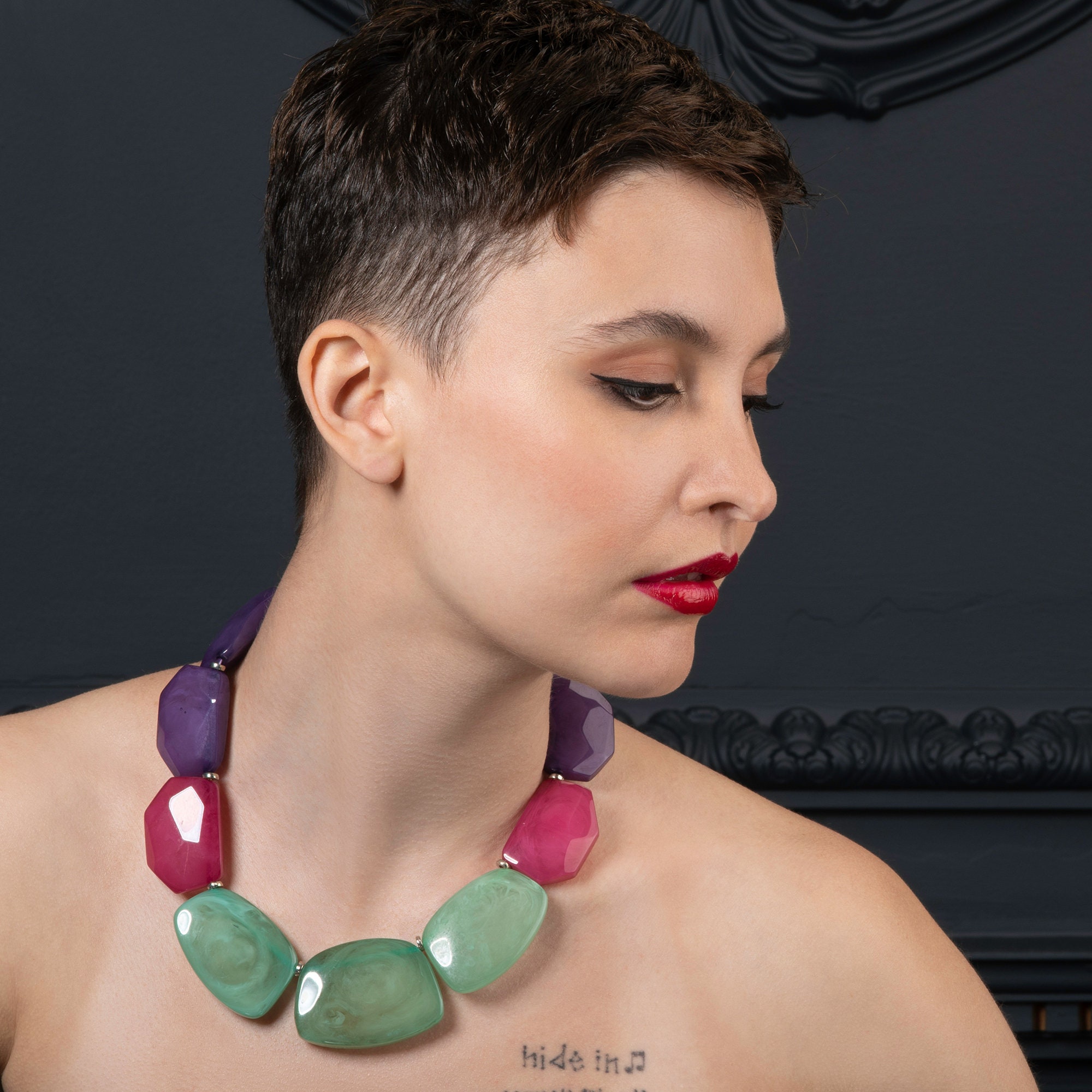 Colourful Statement Necklace for Women, Handmade Boho Chic Chunky ...