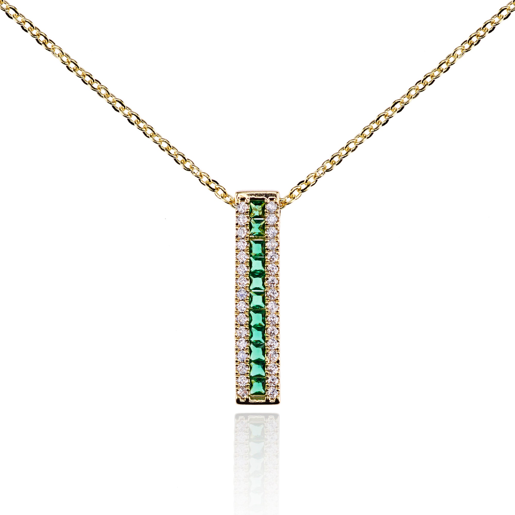 Green Pendant Necklace for Women, Gold Plated Pendant Necklace for ...