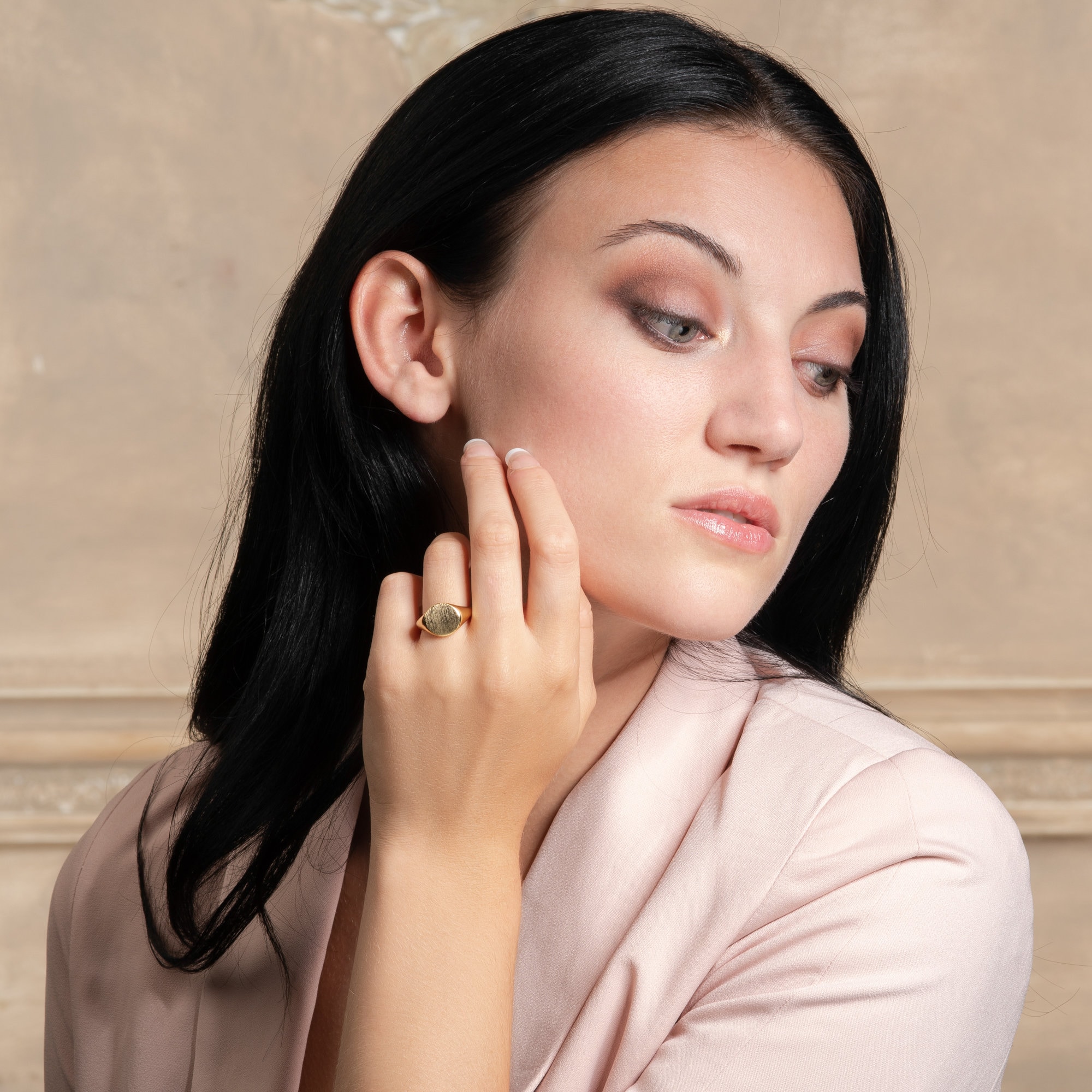 Adjustable Gold Signet Ring for Women Brushed Finish Gold | Etsy