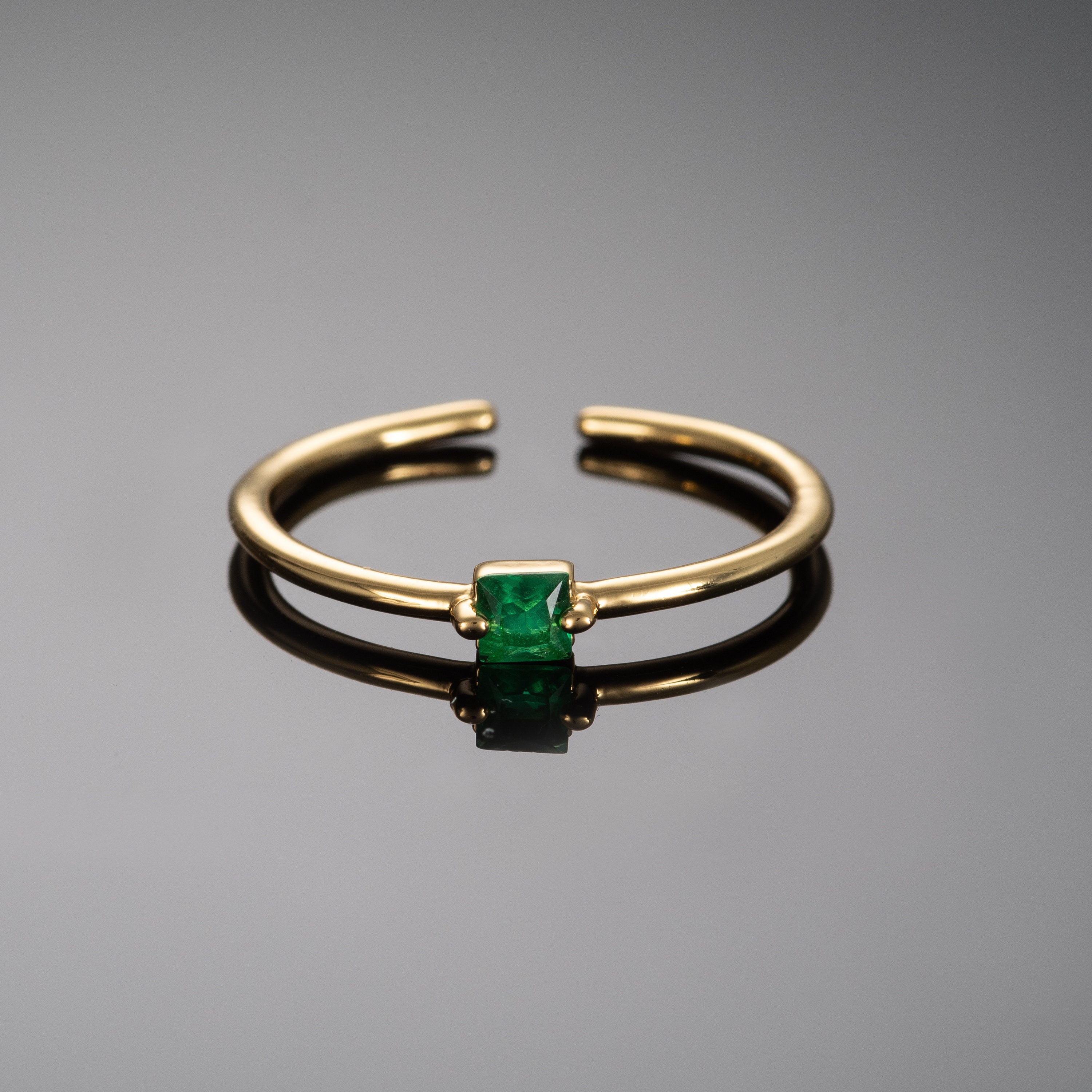 Grüner Ring in Gold für Frauen, verstellbare offene Ringe für Frauen ...