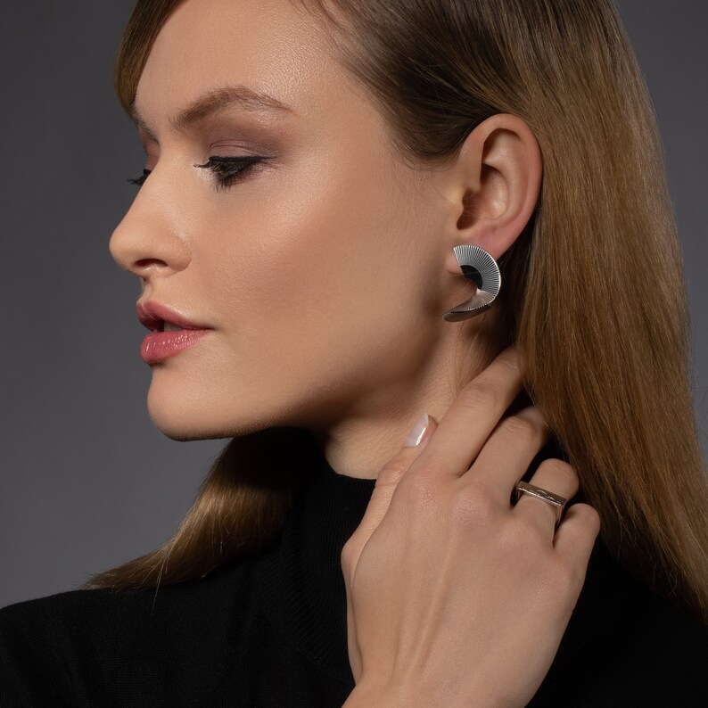 Large Statement Earrings for Women Stainless Steel Spiral - Etsy UK