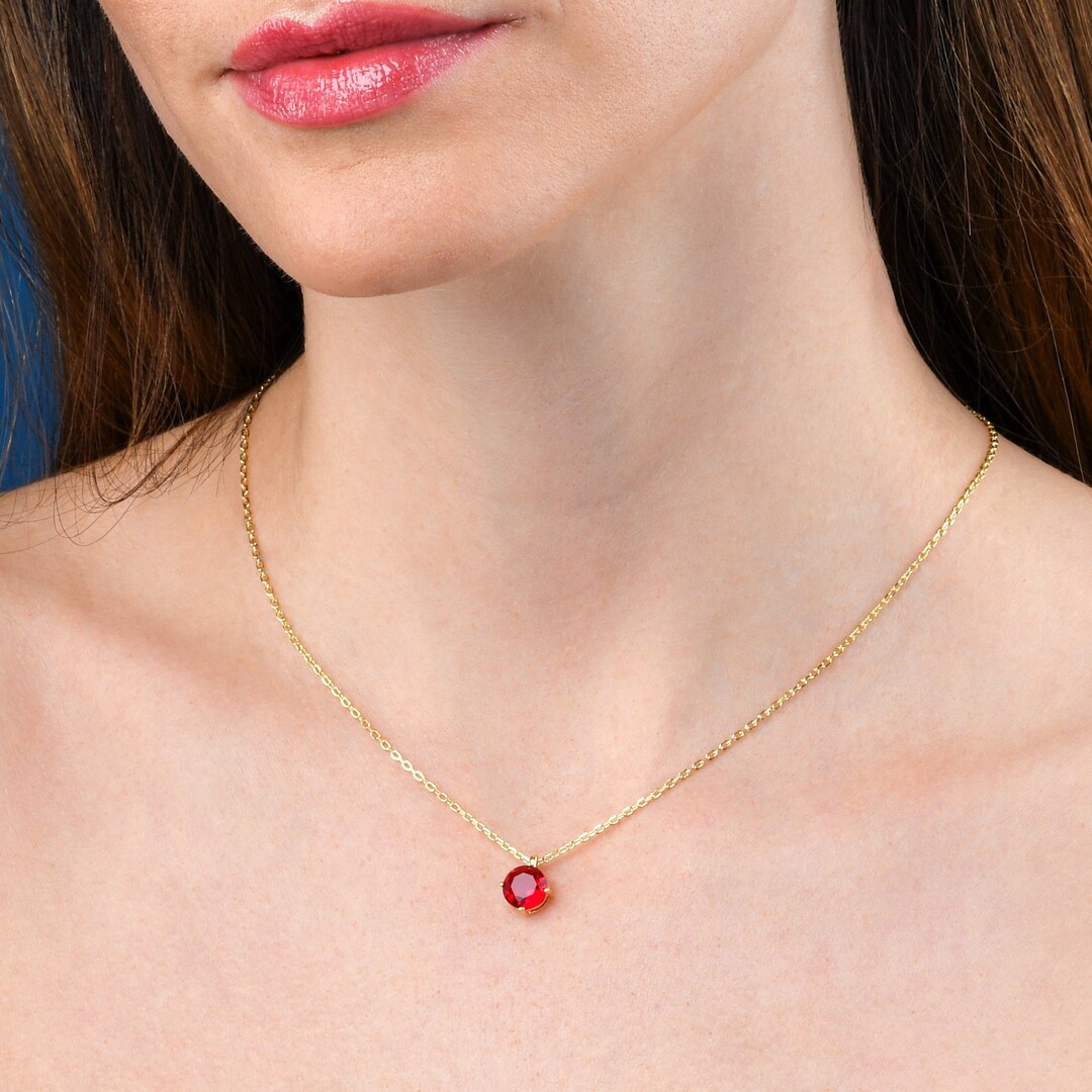 Red and Gold Pendant Necklace in Gold Plated 925 Sterling Silver ...