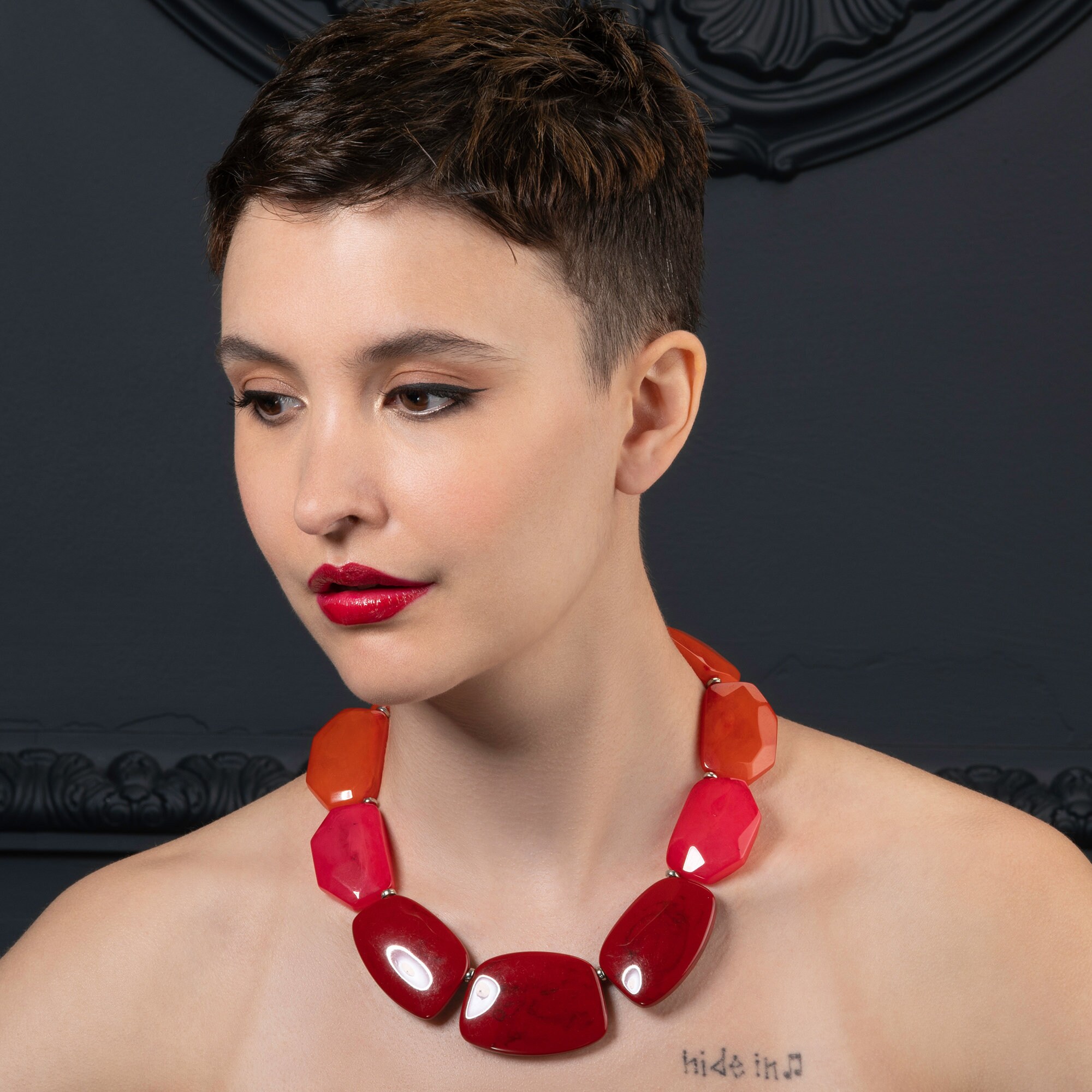 Red Statement Necklace for Women, Handmade Boho Chic Chunky Necklace ...