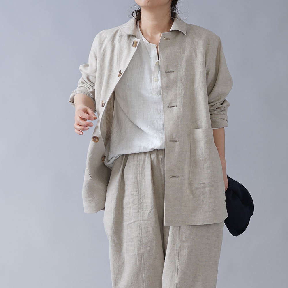 Linen Work Jacket wafu Midweight Linen Unisex Work Jacket | Etsy