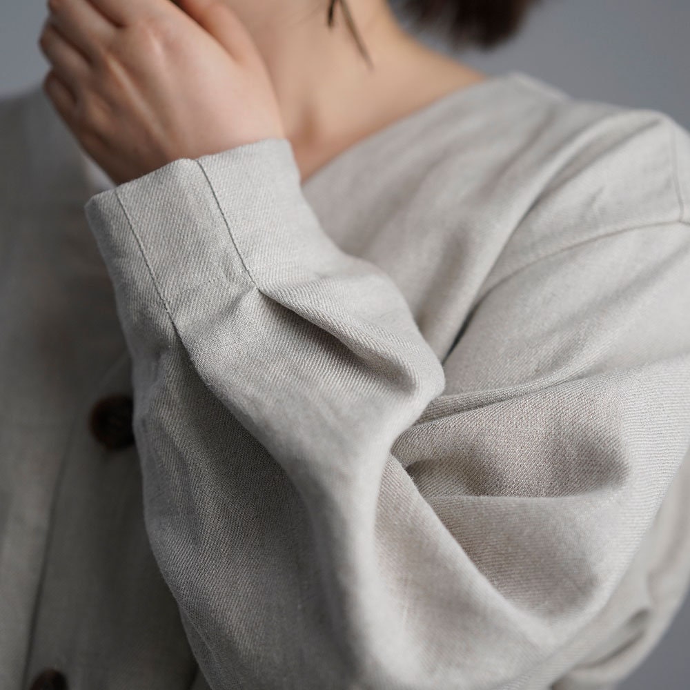 Linen Basque Jacket / Shiny Flax H005e-flx3 - Etsy