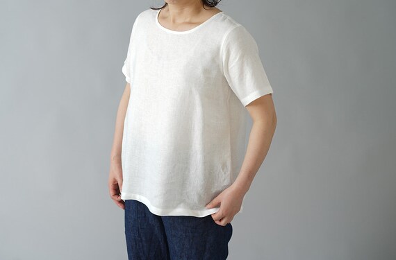 Light Linen Top Wafu Lightweight Linen Short Sleeve Top / - Etsy