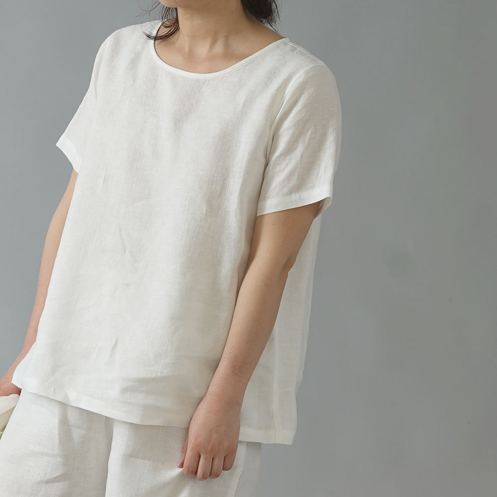 Light Linen Top Wafu Lightweight Linen Short Sleeve Top / - Etsy
