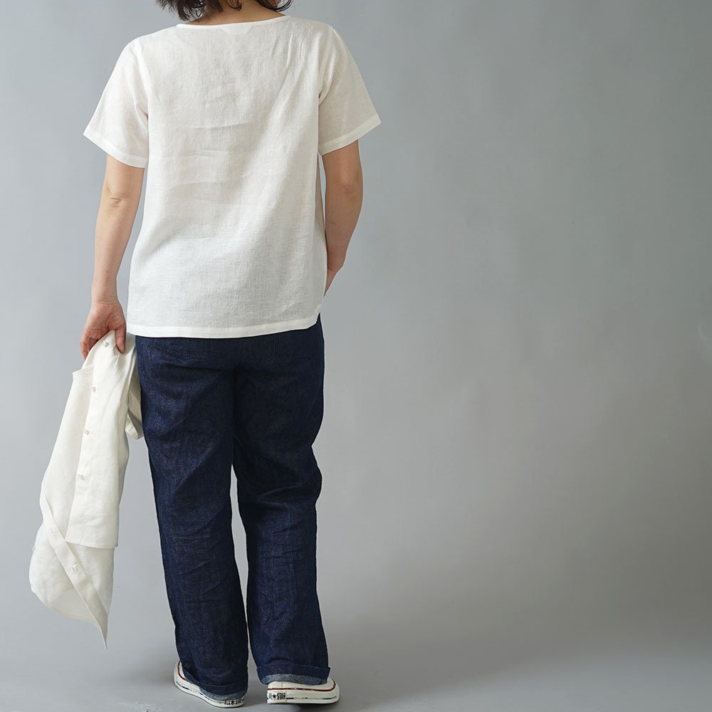 Light Linen Top Wafu Lightweight Linen Short Sleeve Top / - Etsy