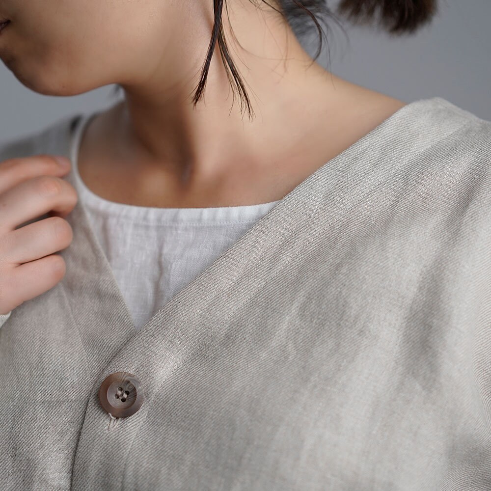 Linen Basque Jacket / Shiny Flax H005e-flx3 - Etsy