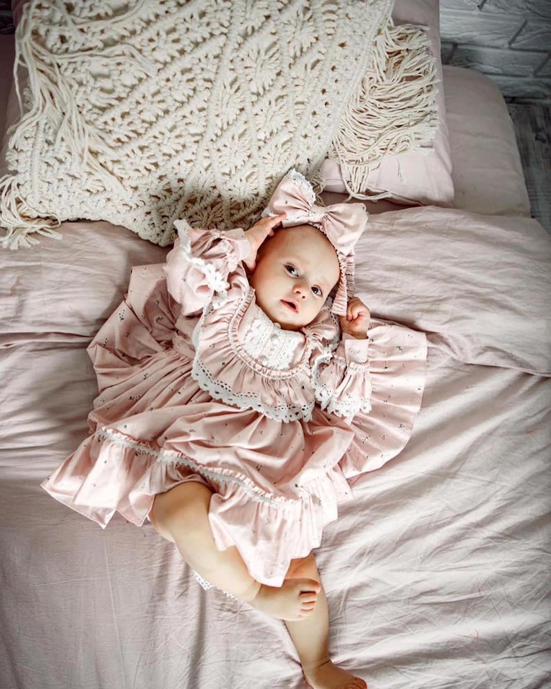 Pink Vintage Girl Easter Dress Ruffle Baby Floral Dress | Etsy