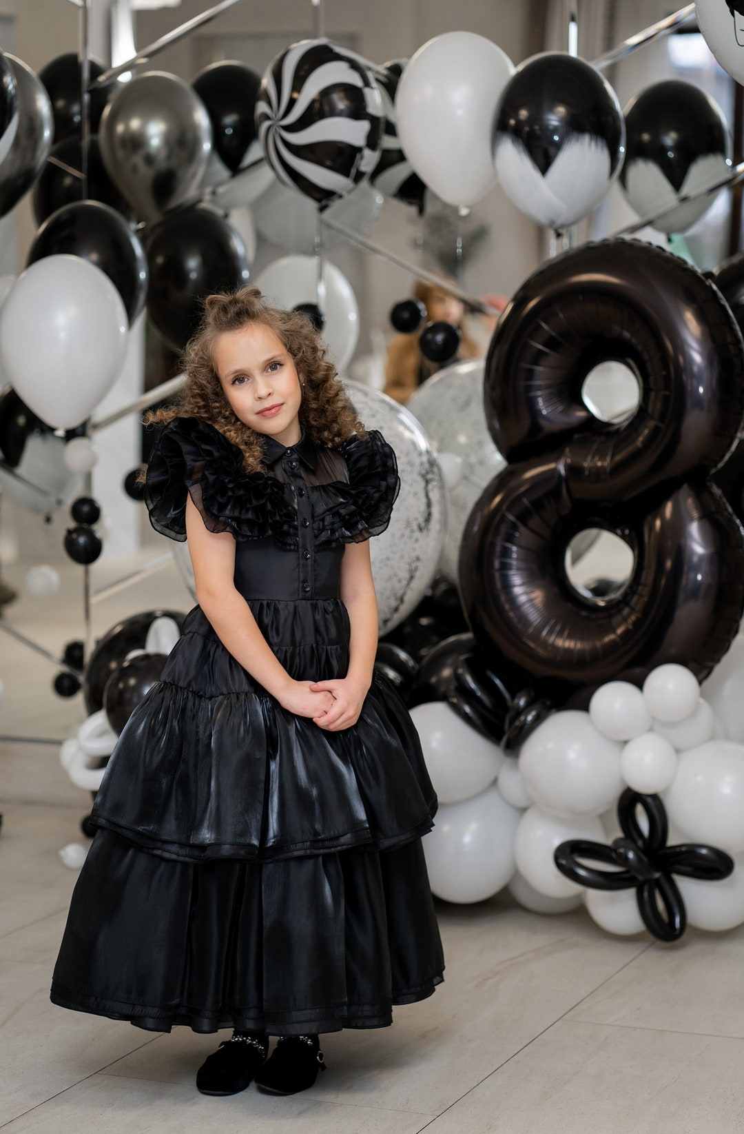 Wednesday Cosplay Baby Girl Dress Adams Black Toddler Dress - Etsy