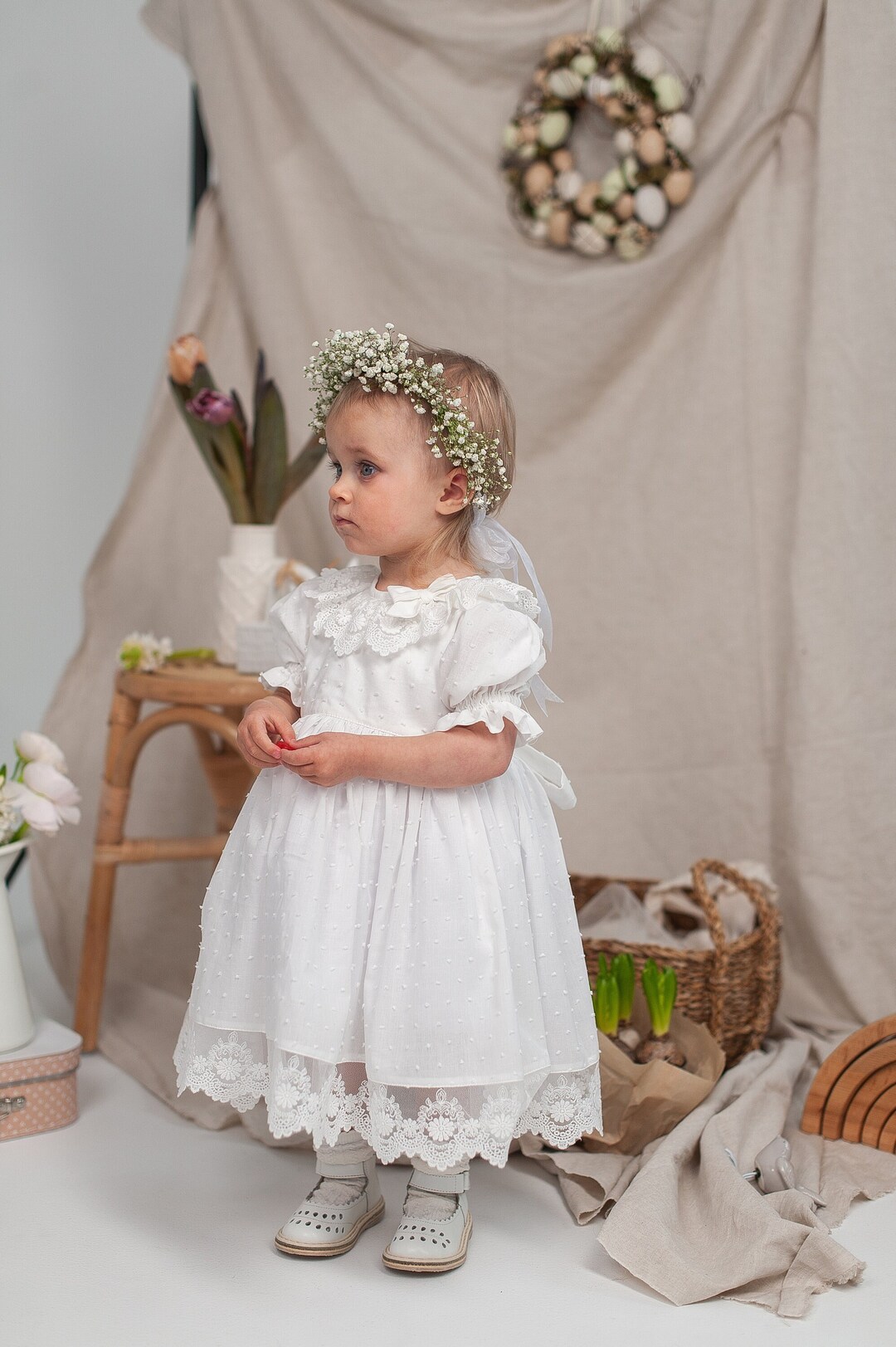 First Birthday Dress for Baby Girl and Toddler, Clear White Gown ...