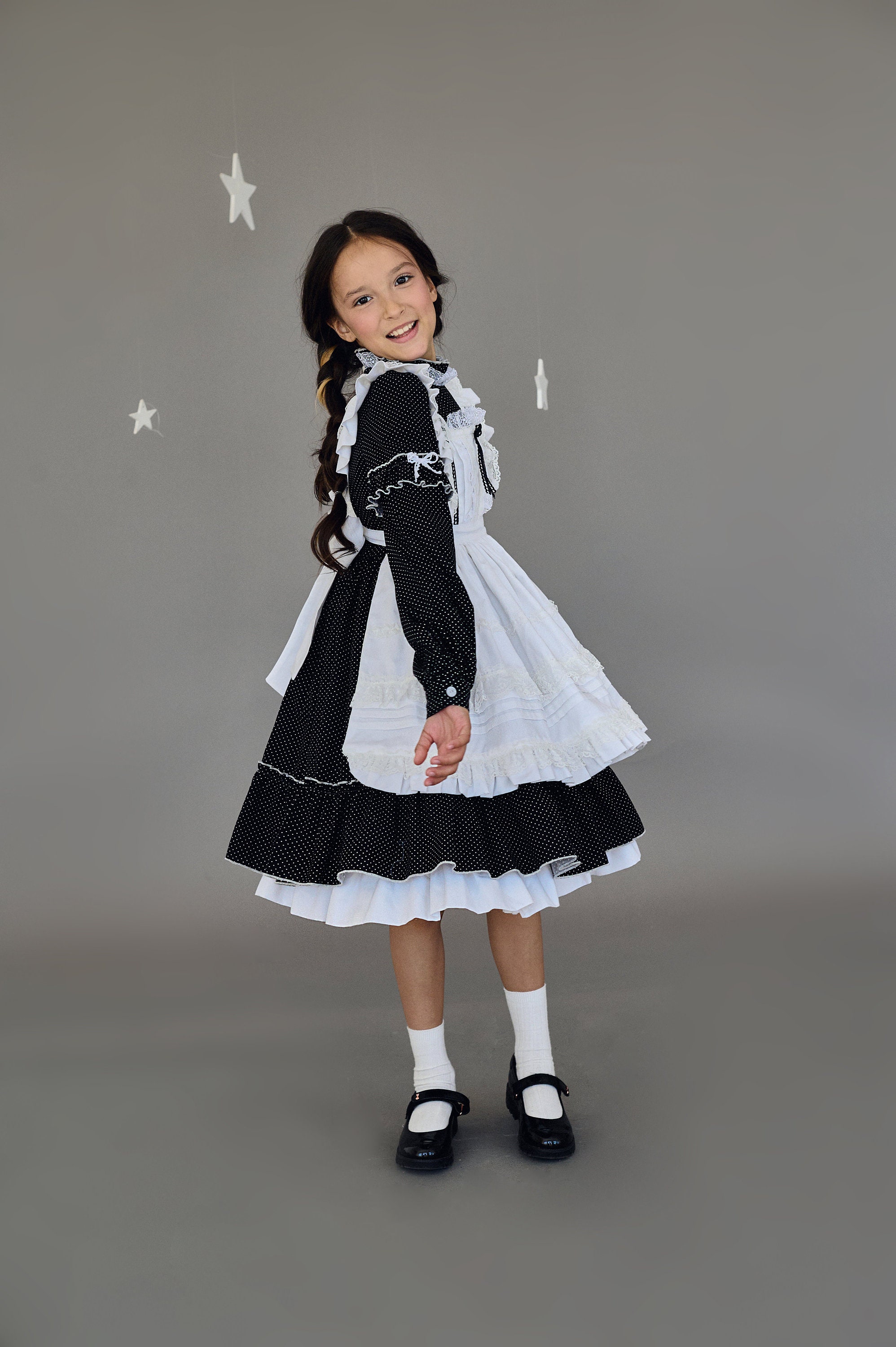 French Maid Baby Girl Dress With White Apron Black Toddler - Etsy