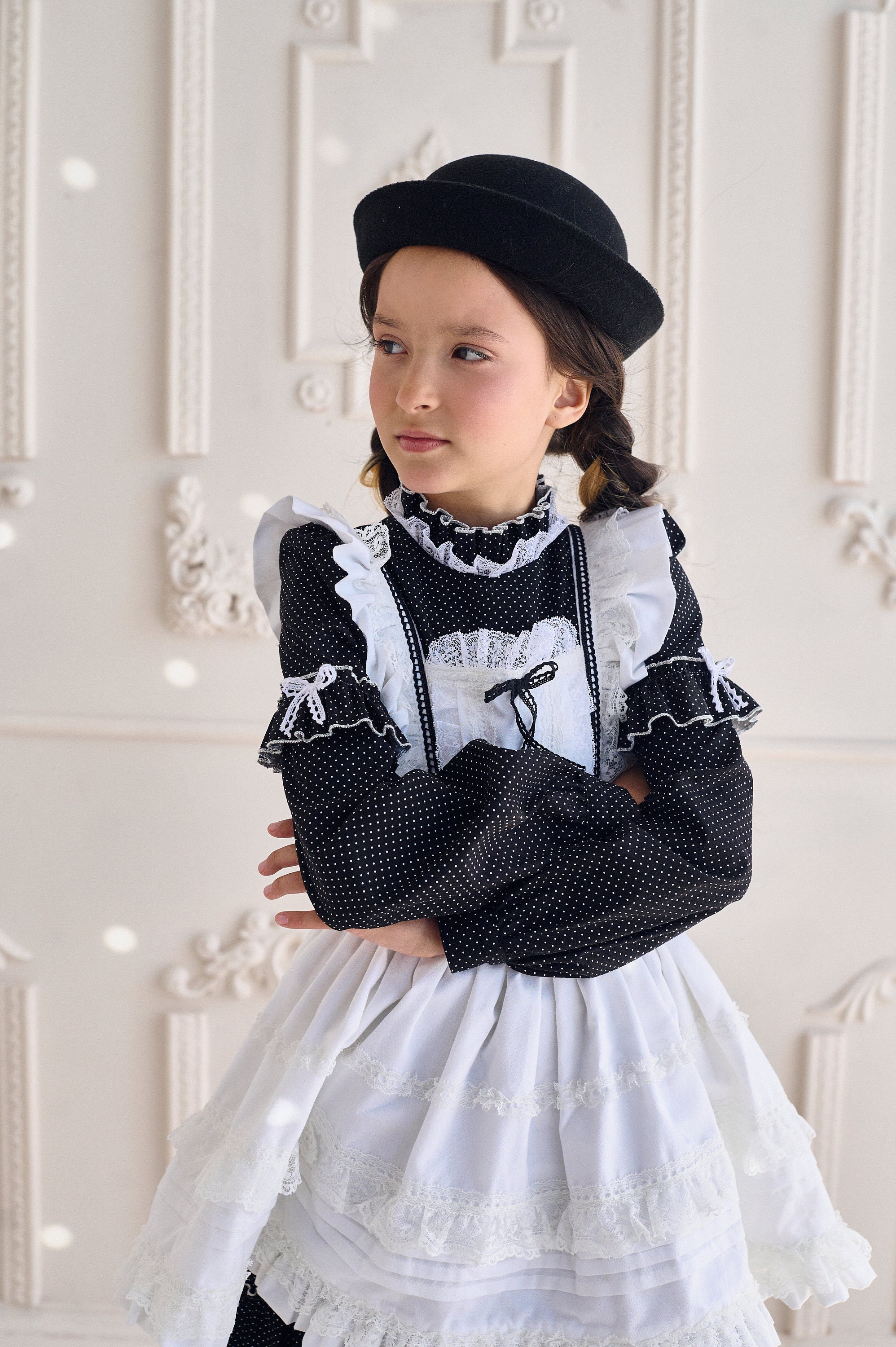 French Maid Baby Girl Dress With White Apron Black Toddler - Etsy