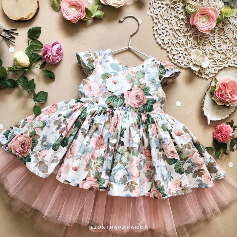 Tulle Baby Dress With Flower Print and 1st Birthday Girl - Etsy