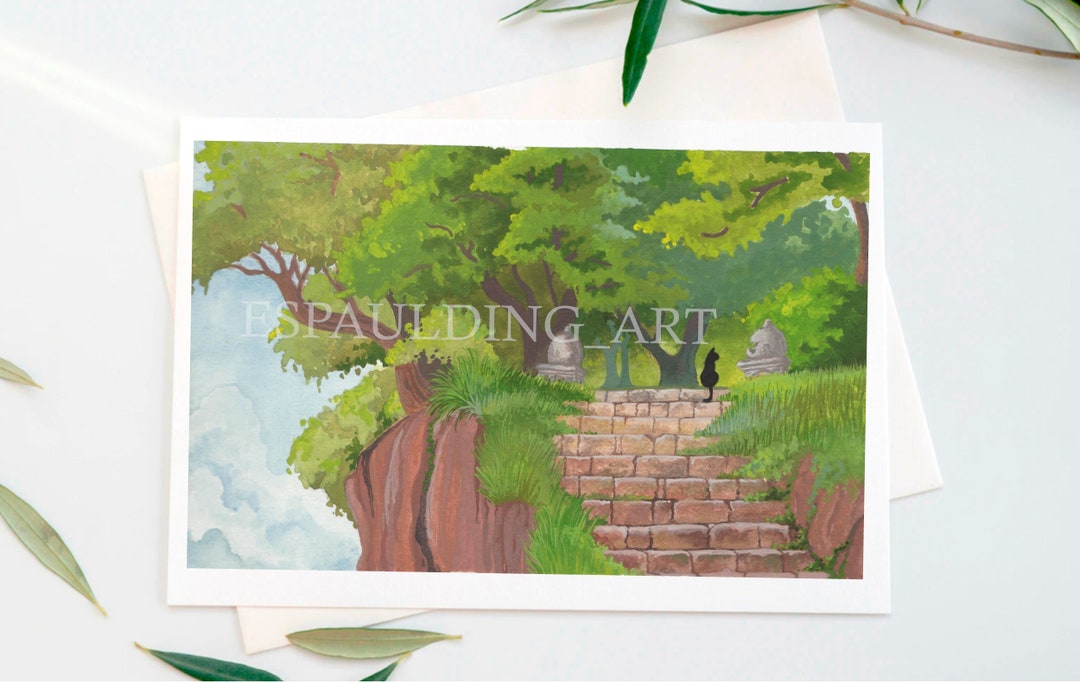 Aesthetic Anime Landscape Watercolor Art Print - Subtle Anime Wall ...