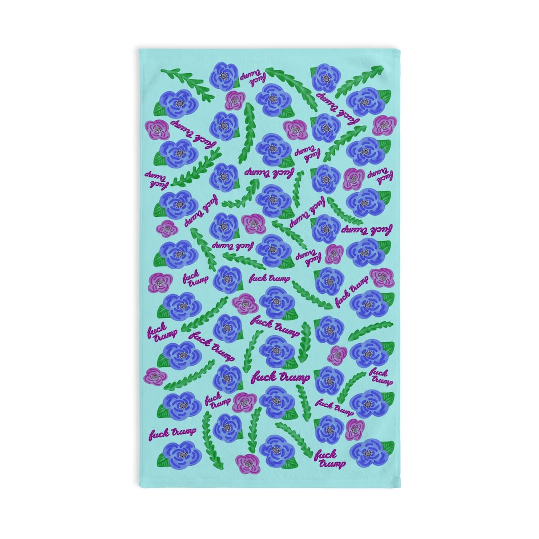 Subtle Purple Poppies on Aqua Hand Towel Trump Gift - Etsy