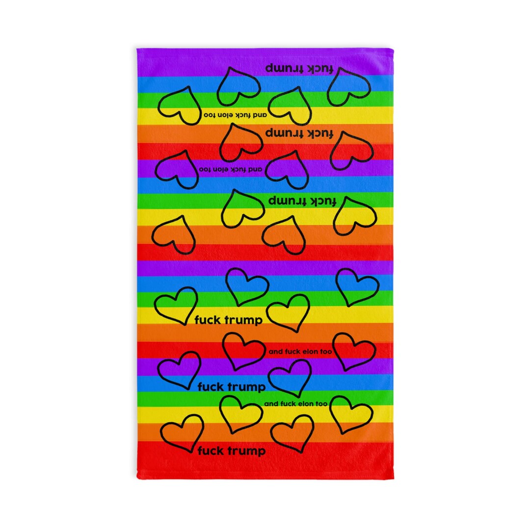 Slightly Subtle Pride With Black Hearts Rainbow Hand Towel, Fun ...