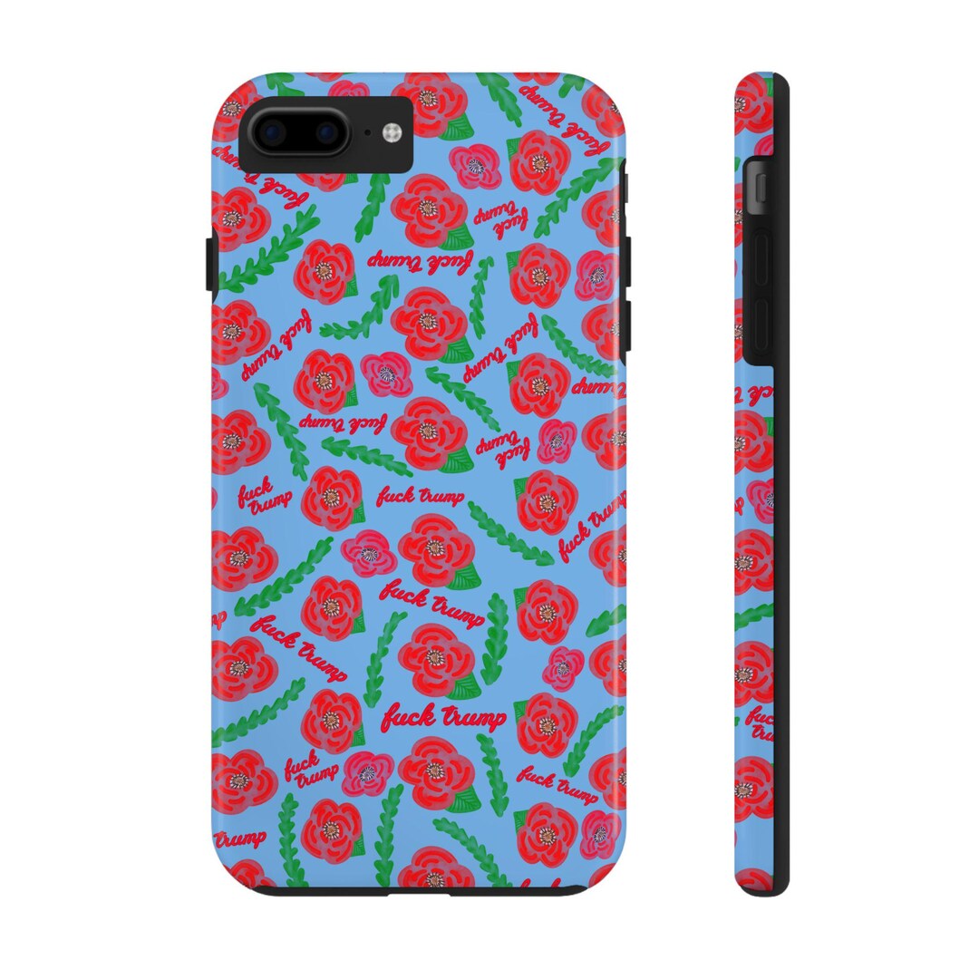 Slightly Subtle Floral Tough Blue Phone Case With Red Poppies ...