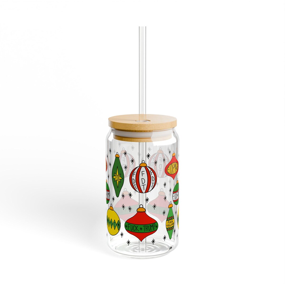 Slightly Subtle Mid-century Christmas Ornaments FDT Sipper Glass | 16oz ...