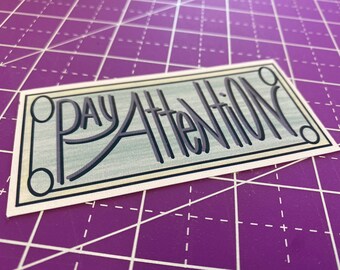 Attention Sticker | Etsy