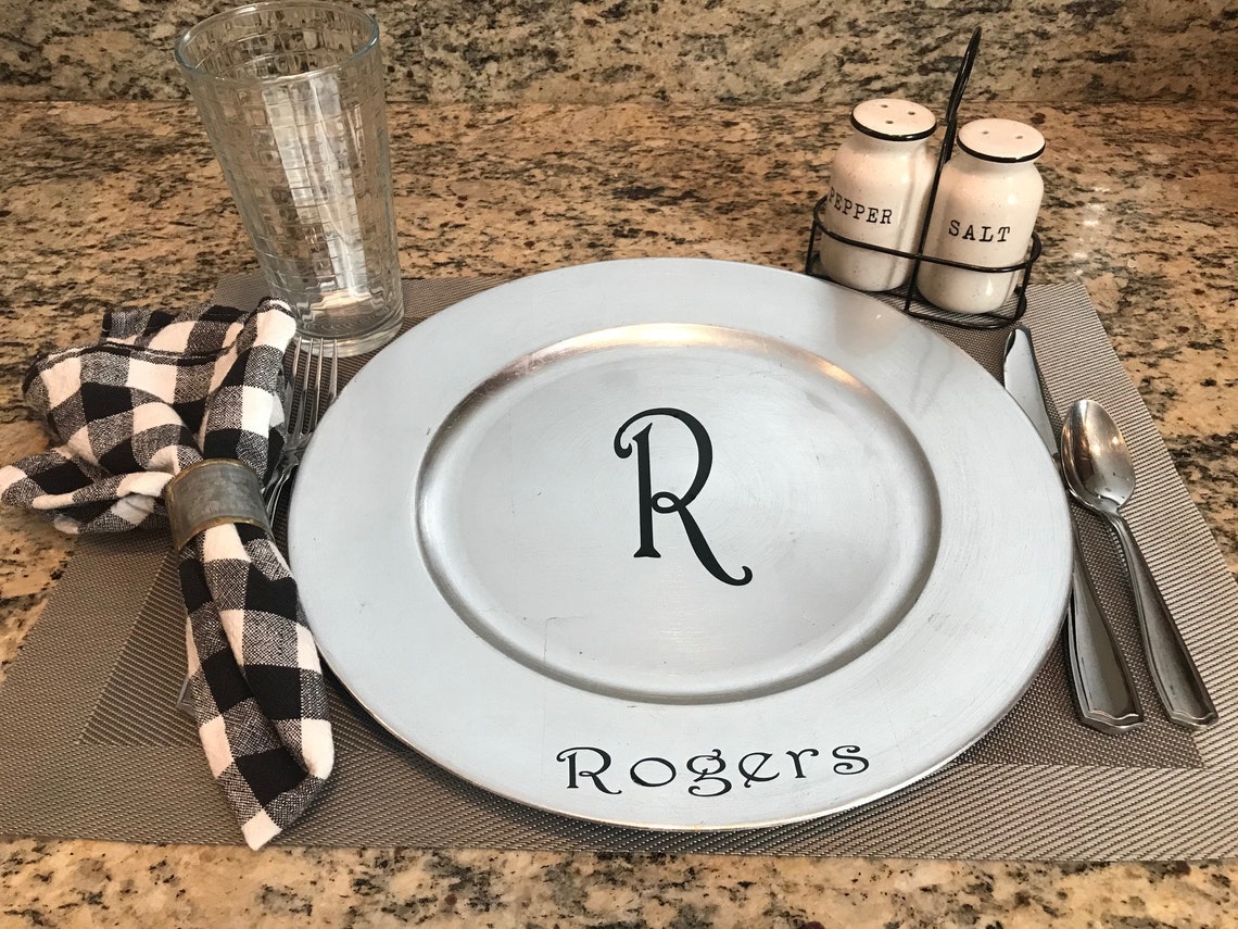 Customized Charger Plates (set of 4), Monogrammed Charger Plates ...