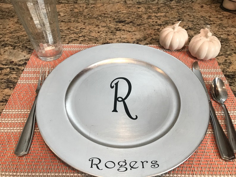 Customized Charger Plates (set of 4), Monogrammed Charger Plates ...